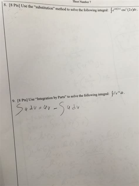 Solved Use The Substitution Method To Solve The Following Chegg Com