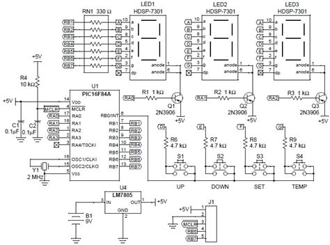 Pic16f84a Digital Thermometer Microcontroller Project