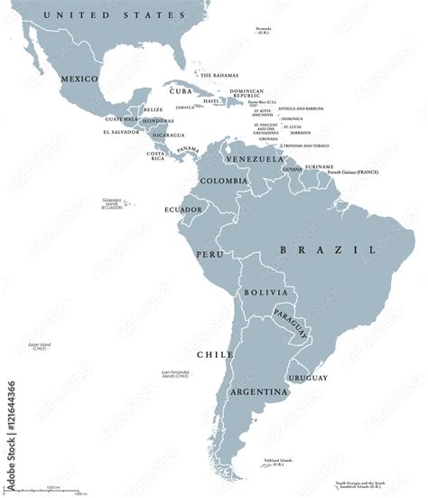 Poster Latin America Countries Political Map With National Borders Wall Art Ukposters
