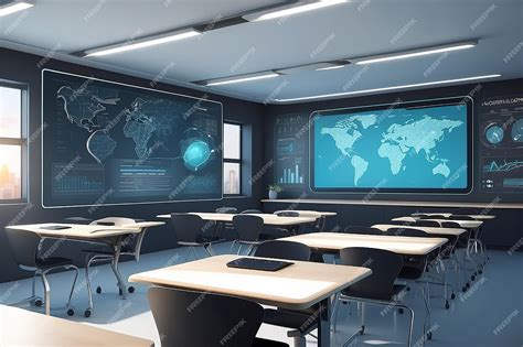 Premium Photo The Evolution Of Smartboards Interactive Displays In The Futuristic Classroom