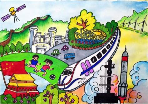 大好河山简单儿童画 大好河山绘画儿童 大山谷图库