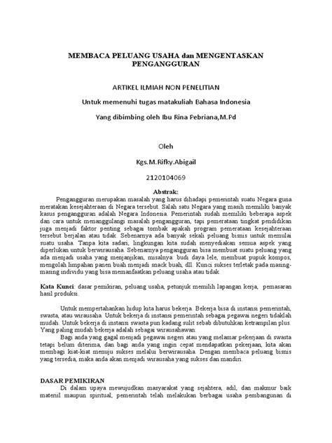 Artikel Ilmiah Non Penelitian Kgsmrifky Abigail Pdf