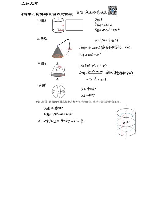 P130【立体几何】【一数辞典】4简单几何体的表面积与体积 哔哩哔哩