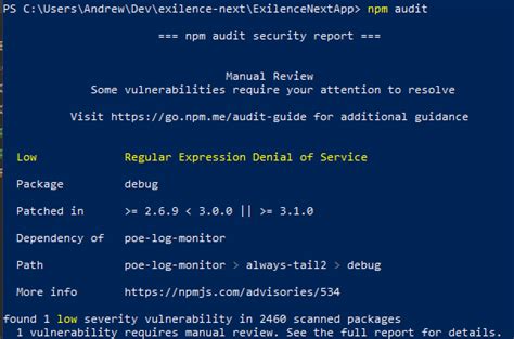 Always Tail2 Dependency Fails Npm Audit Issue 10 KlayveR Poe Log