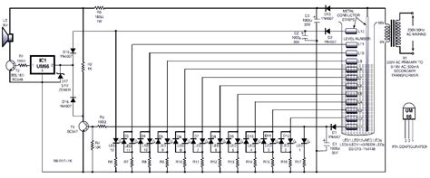 water level indicator with single 7 segment led display schematic design