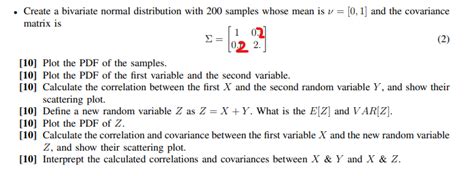 Solved Create A Bivariate Normal Distribution With 200