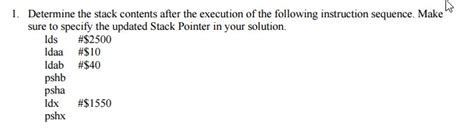 Solved Determine The Stack Contents After The Execution Of