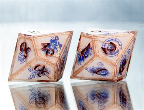 Kintsugi Porcelain 7 Piece Handmade Resin Dice Color Spray Creations