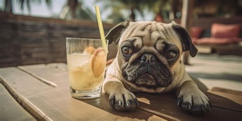 Premium Photo Pug Dog Is On Summer Vacation At Seaside Resort And