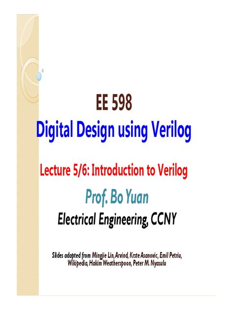 Digital Design Using Verilog Prof Bo Yuan Pdf Hardware Description Language Vhdl