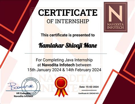 Kamlakar Mane On Linkedin Internshipcompletion Java