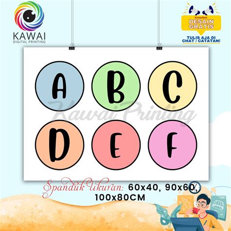 Jual Spanduk Banner Huruf Abjad Alphabet Bulat Bulat Free Desain