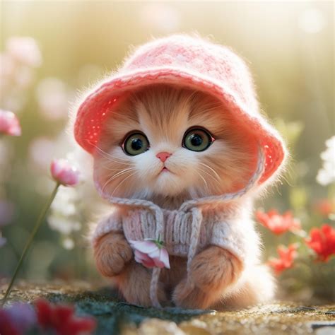 Premium Ai Image A Cute And Sweet Pixar Kitten Fluffy And Chubby