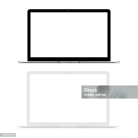 현실적인 노트북 전면도 노트북 현대 모형입니다 빈 화면에 노트북이 표시됩니다 컴퓨터 화면을 열었습니다 벡터 0명에 대한 스톡 벡터 아트 및 기타 이미지 Istock