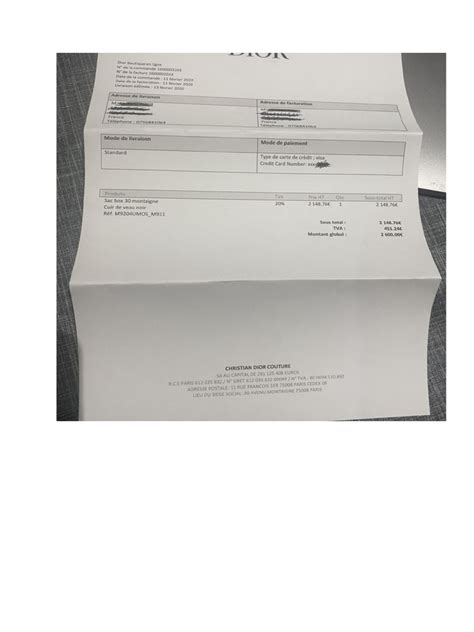 Facture Dior Pdf