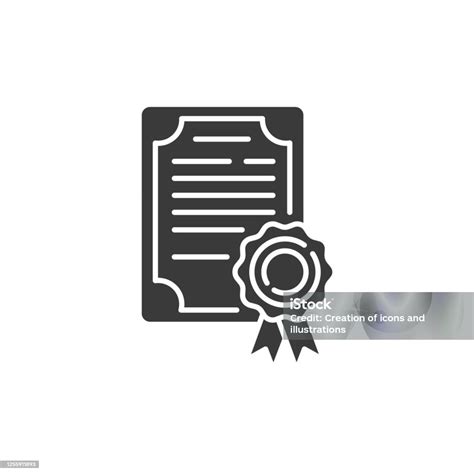 인증서 검정 색 글리프 아이콘입니다 자격 업그레이드 학교와 대학에서 졸업 졸업장 웹 페이지 모바일 앱 버튼 로고에 서명합니다 벡터 격리 요소 개념에 대한 스톡 벡터 아트 및