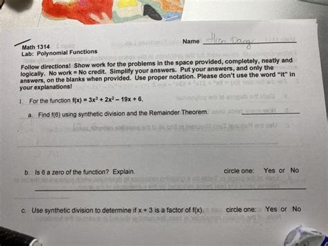 Solved Des Ancienne Name Hica Dang Math 1314 Lab Polynomial