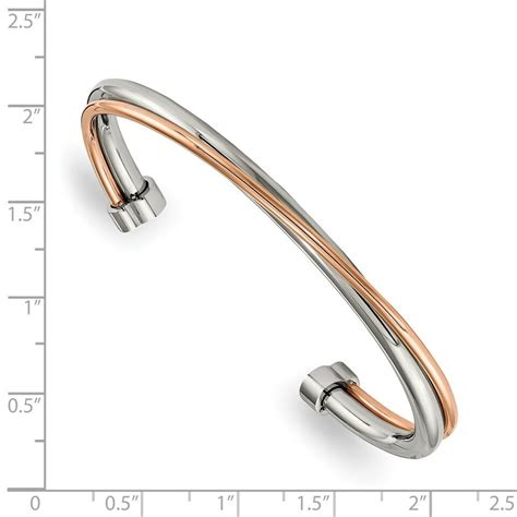 Stainless Steel Polished Rose Ip Plated Twisted Cuff Bangle Ebay