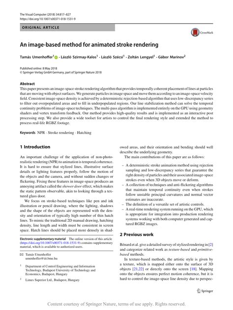 An Image Based Method For Animated Stroke Rendering Request Pdf