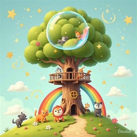 Free Rainbow Treehouse Magic Image Download At StockCake