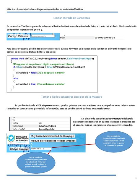 Mejorando Controles En Un Maskedtextbox C Sharp Pdf Programación De