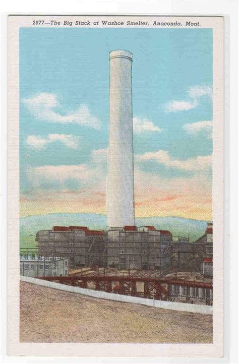 Washoe Smelter Smoke Stack Anaconda Montana Linen Postcard United