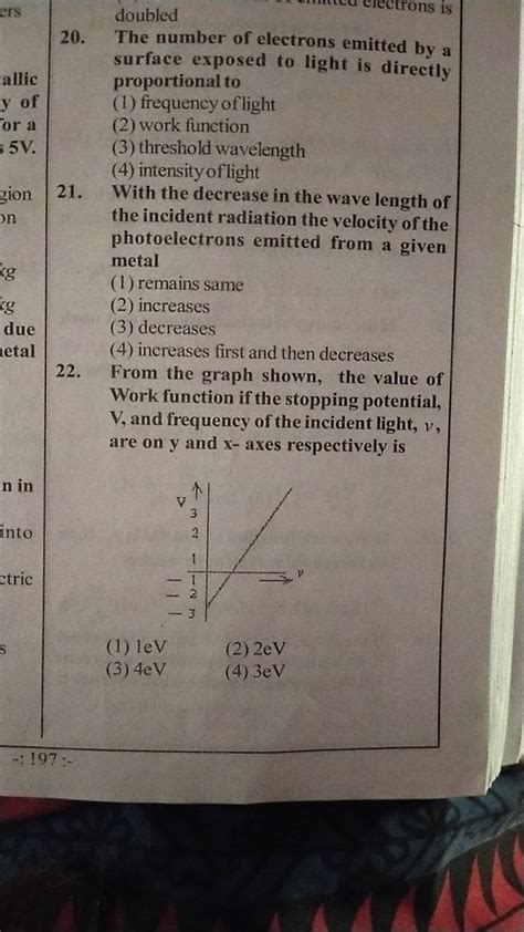 From The Graph Shown The Value Of Work Function If The Stopping Potentia