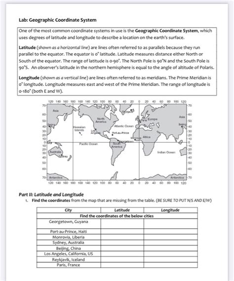 Solved Lab Geographic Coordinate System One Of The Most