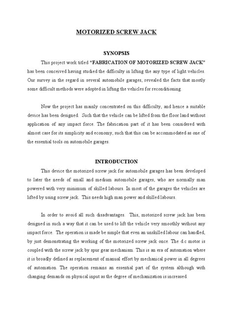 Dcp082 Motorized Screw Jack Pdf Vehicles Automation