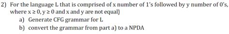 Solved For The Language L That Is Comprised Of X Number Of Chegg Com