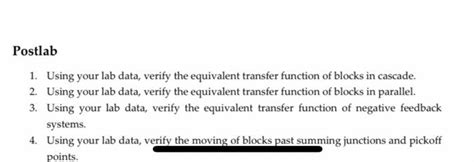 solved postlab 1 using your lab data verify the equivalent