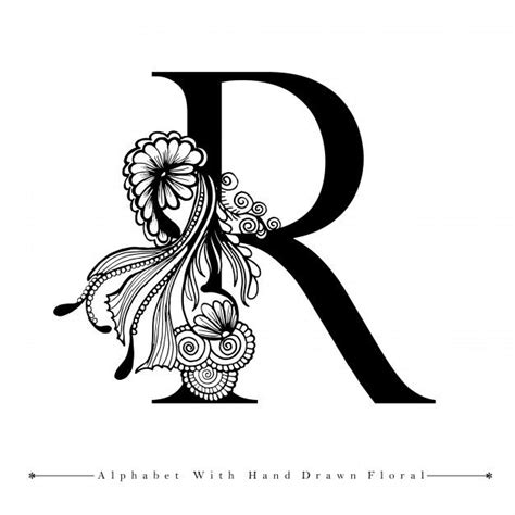 Letter R With Floral Decoration