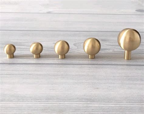 Brushed Brass Jewelry Box Drawer Knobs Mid Century Modern Mini Ball Knob Gold Tiny Cabinet Pulls