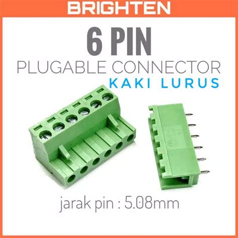 Jual Plugable Connector 6p Terminal Blok 6 Pin Hijau Lurus 508mm Jual Plugable Connector 6p Terminal Blok 6 Pin Hijau Lurus 508mm