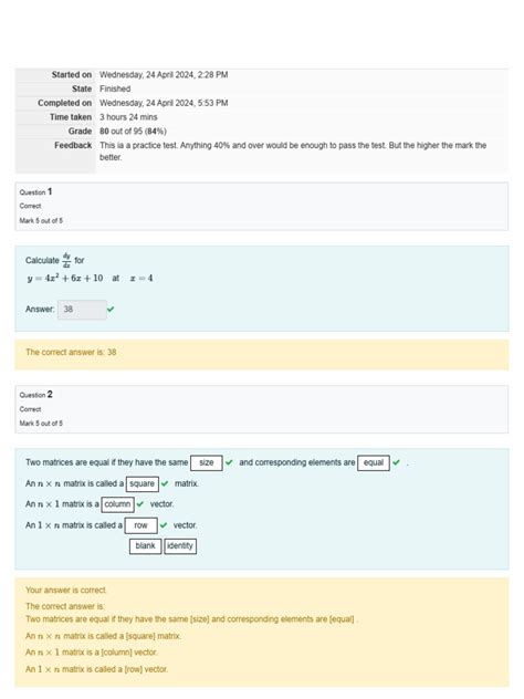 Practice Test 2 Attempt Review Pdf Mean Matrix Mathematics