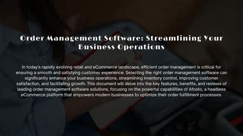 Order Management Software Streamlining Your Business Operations Pdf