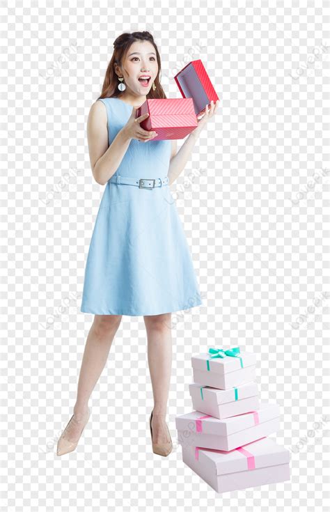 젊은 여자가 선물케이스 Png 일러스트 무료 다운로드 Lovepik