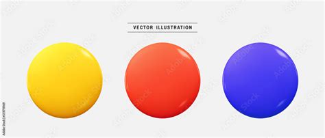 Colorful Round Web Buttons 3d Icon Set Realistic Design Elements Collection Vector