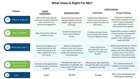 Lmc Programs Comparison Chart Final Leadership Medina County