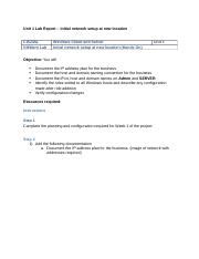 CIS245L U1 LabReport McAdams Docx Unit 1 Lab Report Initial Network Setup At New Location