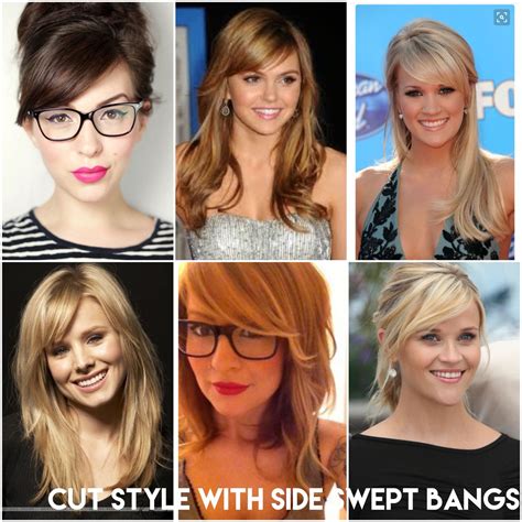 Hair Cut Style Long Hair With Side Swept Swoop Bangs Side Part Swoop