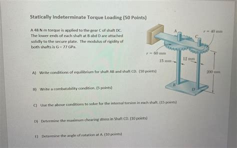 Solved Statically Indeterminate Torque Loading Points Chegg
