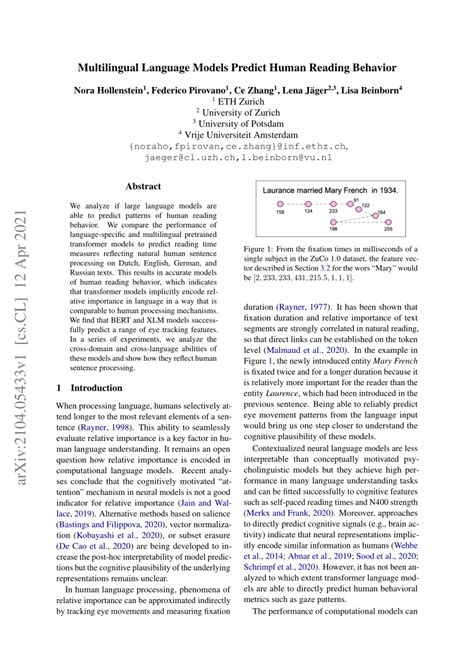 Pdf Multilingual Language Models Predict Human Reading Behavior