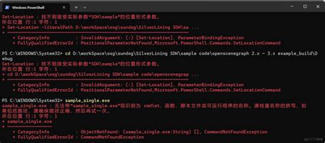 Windows Powershell Set Location 找不到接受实际参数“sdksample”的位置形式参数。 所在位置 行1 字符 1 Set Location