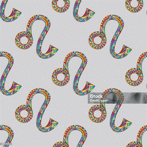 사자 조디악 로그인 원활한 패턴입니다 별자리 마법 기호 배경입니다 손 그린 벽지 포장 섬유 디자인 표면 질감 직물에 대 한