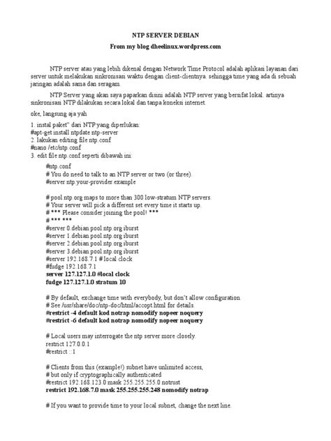 Konfigurasi Ntp Server Lokal Debian Pdf