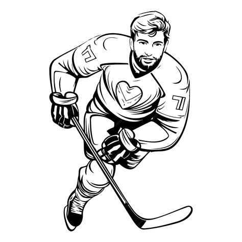 Premium Vector Hockey Player With The Stick Vector Illustration Ready