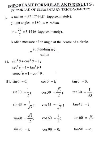 Trigonometric Formulae Pdf Trigonometric Functions Physical Quantities