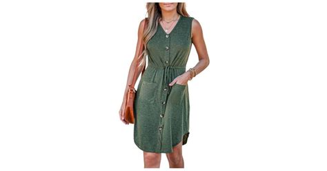 Cupshe Alison Drawstring Button Front Dress In Green Lyst