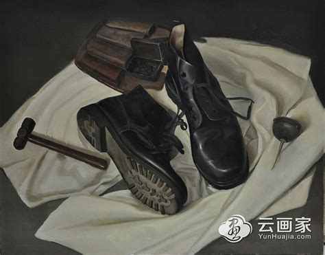皮鞋 金鑫油画静物作品 云画家